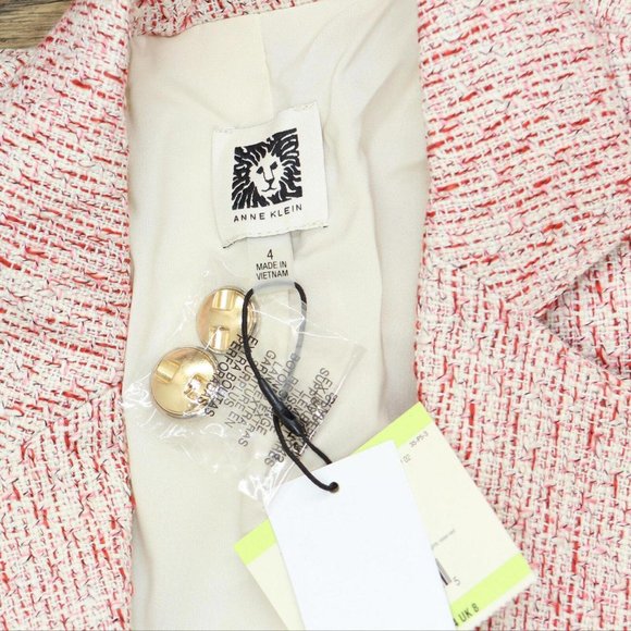 Anne Klein | Jackets & Coats | Nwt Anne Klein Tweed One Button Notch Collar Jacket Coral Combo ...
